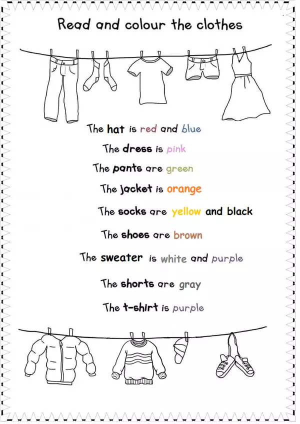 Clothes And Colours Vocabulary Profe Social